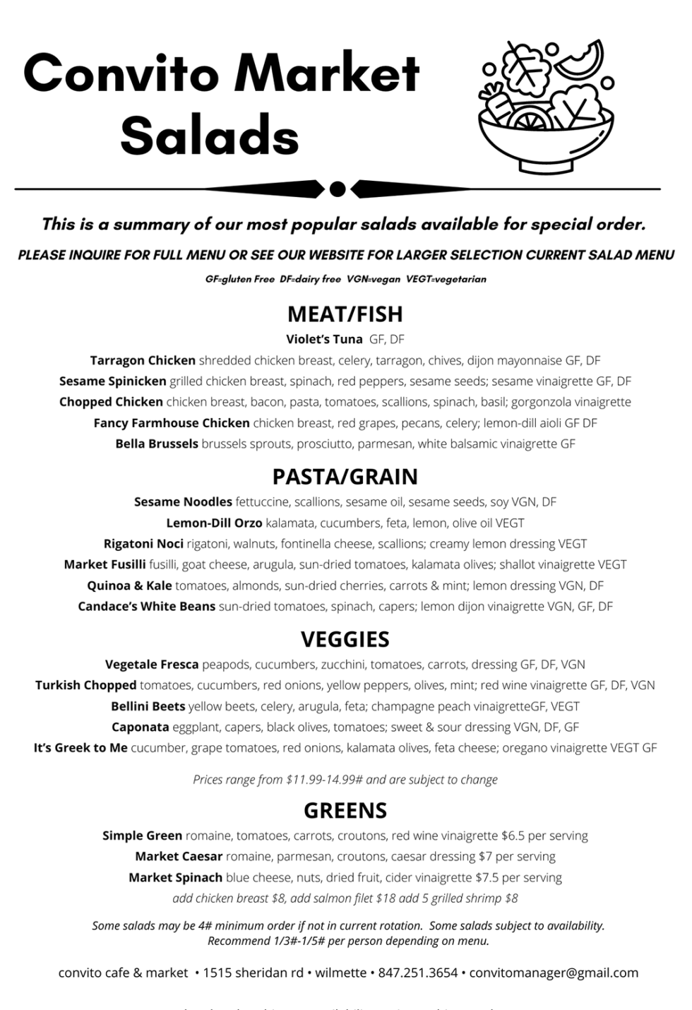 Catering Salads | Convito Cafe & Market